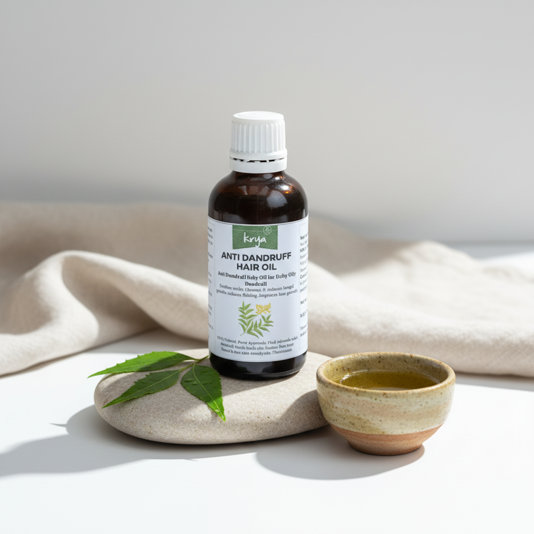 Krya Ayurvedic Anti Dandruff Oil | Clears Flakes, Itch & Oily Scalp ...